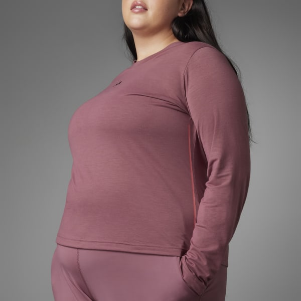 adidas Authentic Balance Yoga Long Sleeve Tee (Plus Size) - Burgundy ...