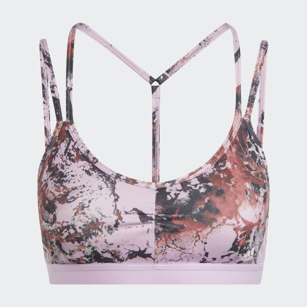 adidas Yoga Essentials Studio Light-Support Allover Print Bra - Purple ...