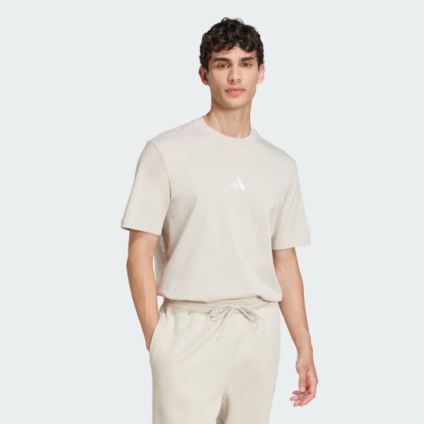 adidas Essentials Small Logo Single Jersey T-Shirt - Beige | adidas ...