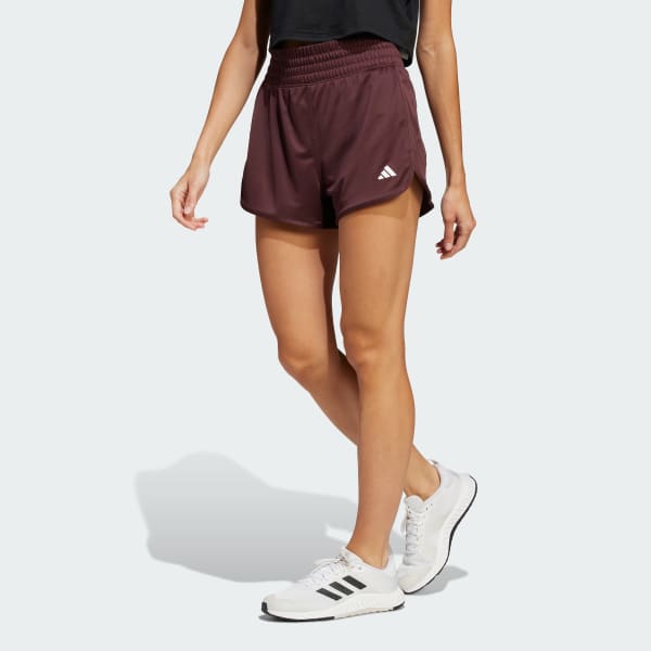 adidas Pacer Essentials Knit High-Rise Shorts - Burgundy | adidas UK