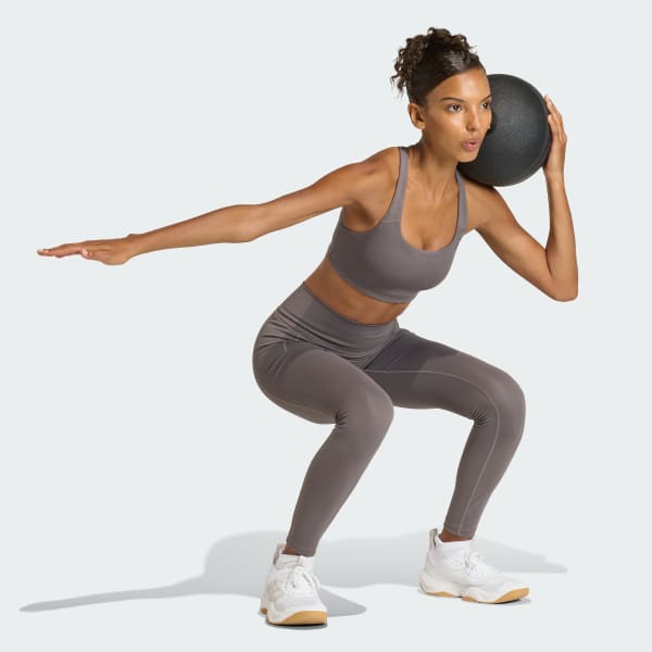 adidas Optime Workout Medium Support Bra - Brown | Free Shipping with ...