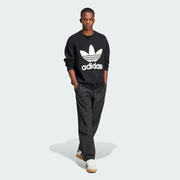 adidas Premium Knitted Trefoil Crew Sweatshirt - Black | adidas Australia