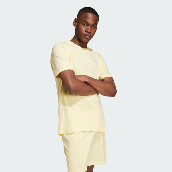 adidas Essentials Single Jersey Embroidered Small Logo Tee - Yellow ...