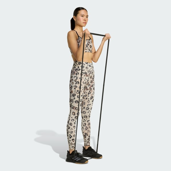 adidas Optime Essentials Full Length Leggings Print - Beige | Free ...