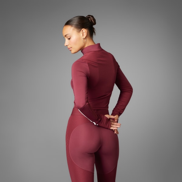 adidas Hyperglam Ribbed Jacke - Weinrot | adidas Deutschland