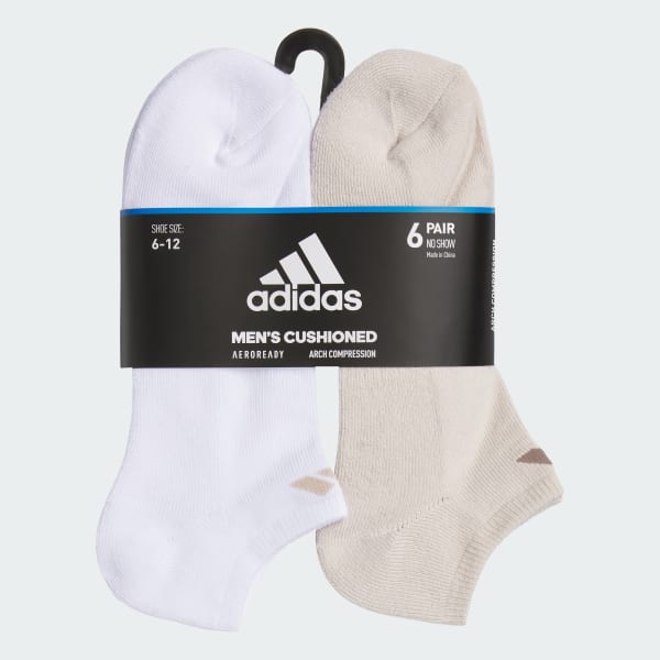 adidas Athletic Cushioned No-Show Socks 6 Pack - White | Free Shipping ...