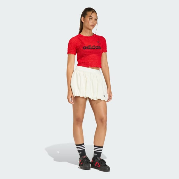 adidas SMOCKED CALI TEE - Red | Free Shipping with adiClub | adidas US