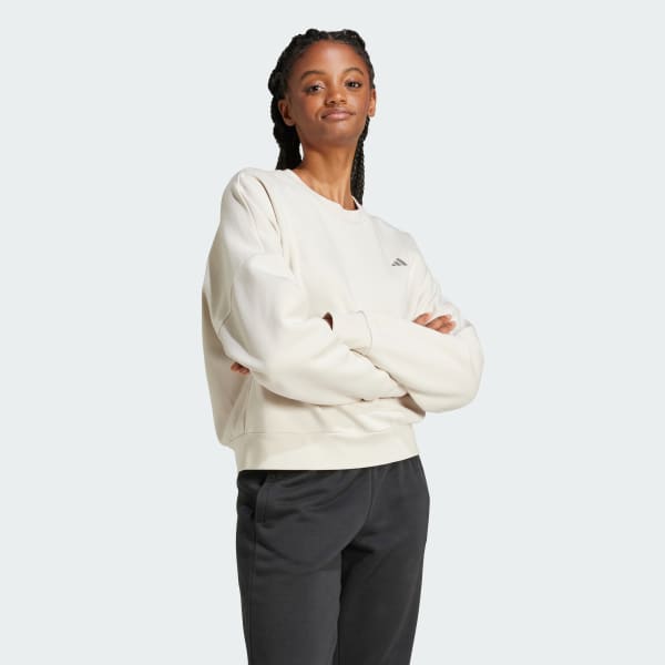 adidas Essentials Small Logo Feel Cozy Sweatshirt - Beige | adidas ...