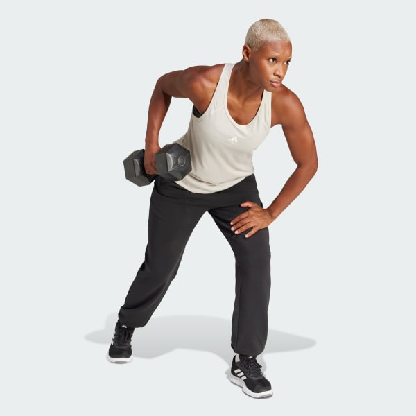 adidas Train Essentials Minimal Branding Racerback Tank Top - Beige ...