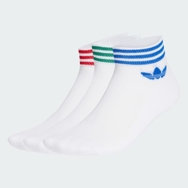 Island Club Trefoil Ankle Socks 3 Pairs, White | adidas UK