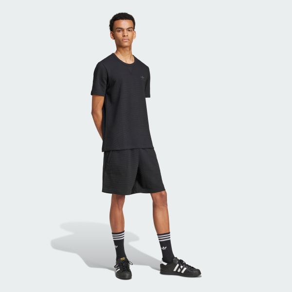 adidas Trefoil Essentials Waffle Tee - Black | Free Shipping with ...