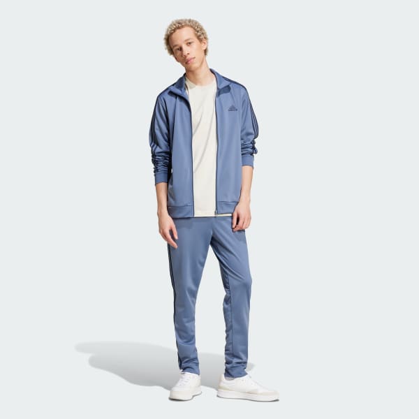 Adidas Basic 3 Streifen Tricot Trainingsanzug Blau Adidas Deutschland