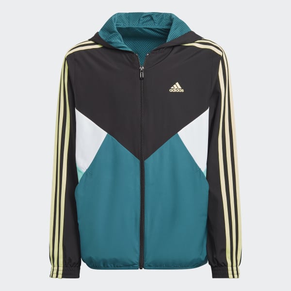 Veste Coupe-Vent Adidas Colorblock Junior Noir/Blanc/Gris