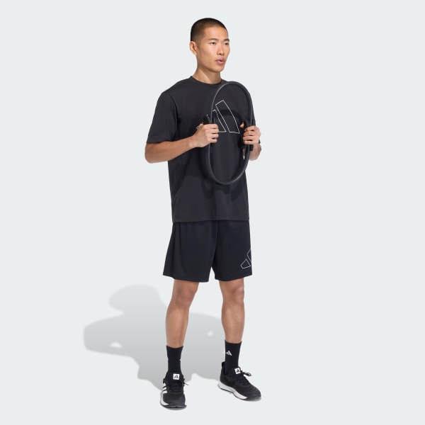 adidas WORKOUT ESSENTIALS BASE PIQUE BIG LOGO SHORTS - Black | adidas ...