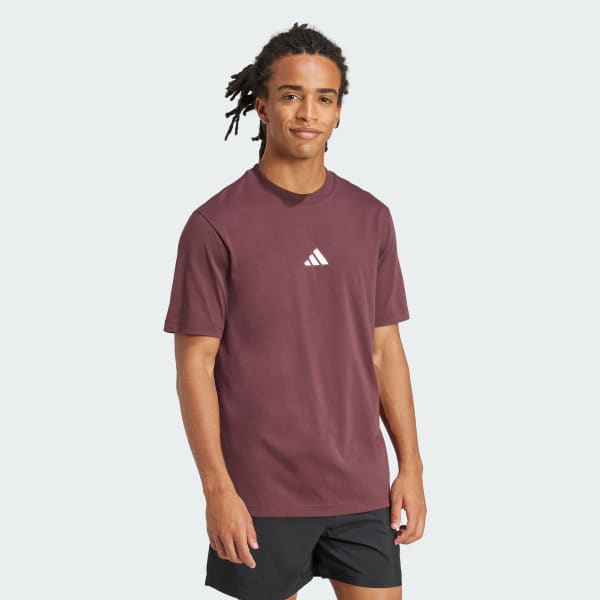 adidas Essentials Small Logo Single Jersey Tee - Burgundy | adidas ...