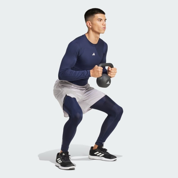 adidas Techfit Compression Training Long Sleeve Tee - Blue | Free ...