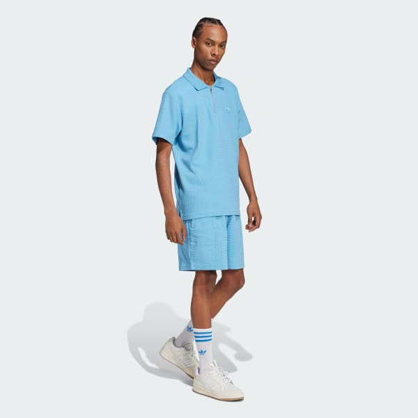 adidas Essentials Trefoil Waffle Shorts - Blue | Free Shipping with ...