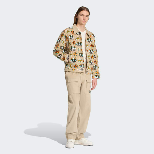 adidas Monogram Allover Print Loose Coach Jacket - Brown | Free ...