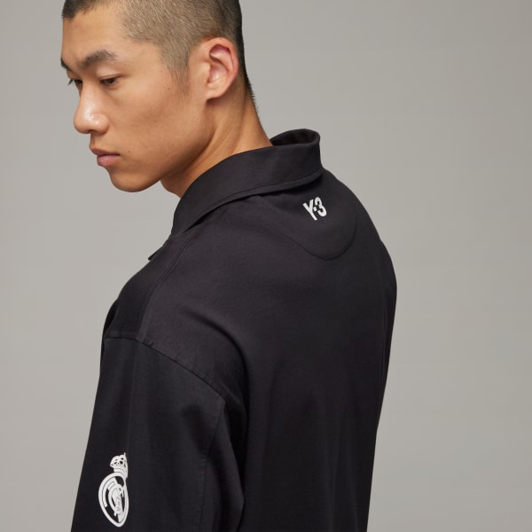adidas Y-3 Real Madrid Travel Long Sleeve Polo Shirt - Black adidas Y-3 Real Madrid Travel Long Sleeve Polo Shirt - Black