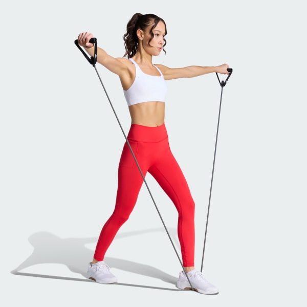 adidas Optime Workout Full Length Leggings - Red | Free Shipping with ...