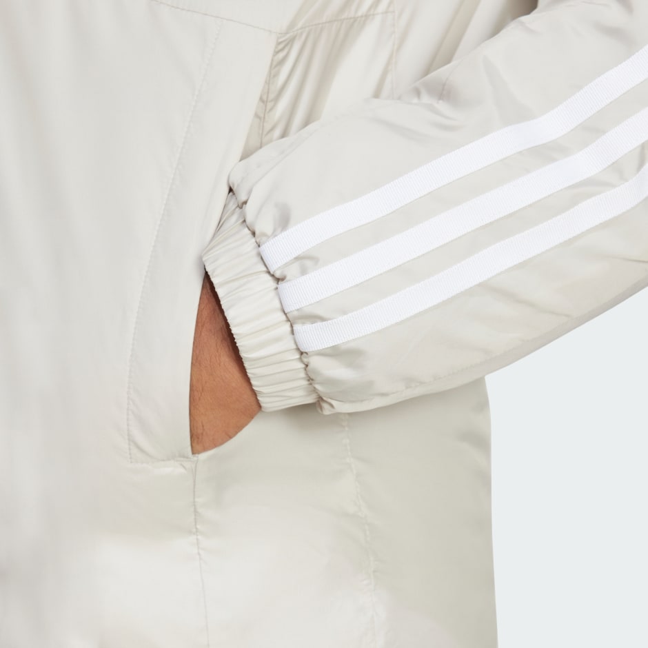 Clothing - Essentials 3-Stripes Insulation Hooded Jacket - Beige | adidas South Africa
