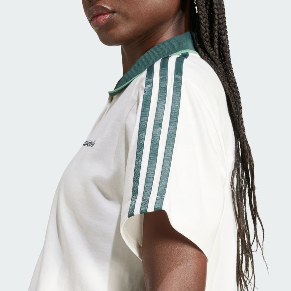 Clothing - Loose Crop Polo Shirt - White | adidas South Africa