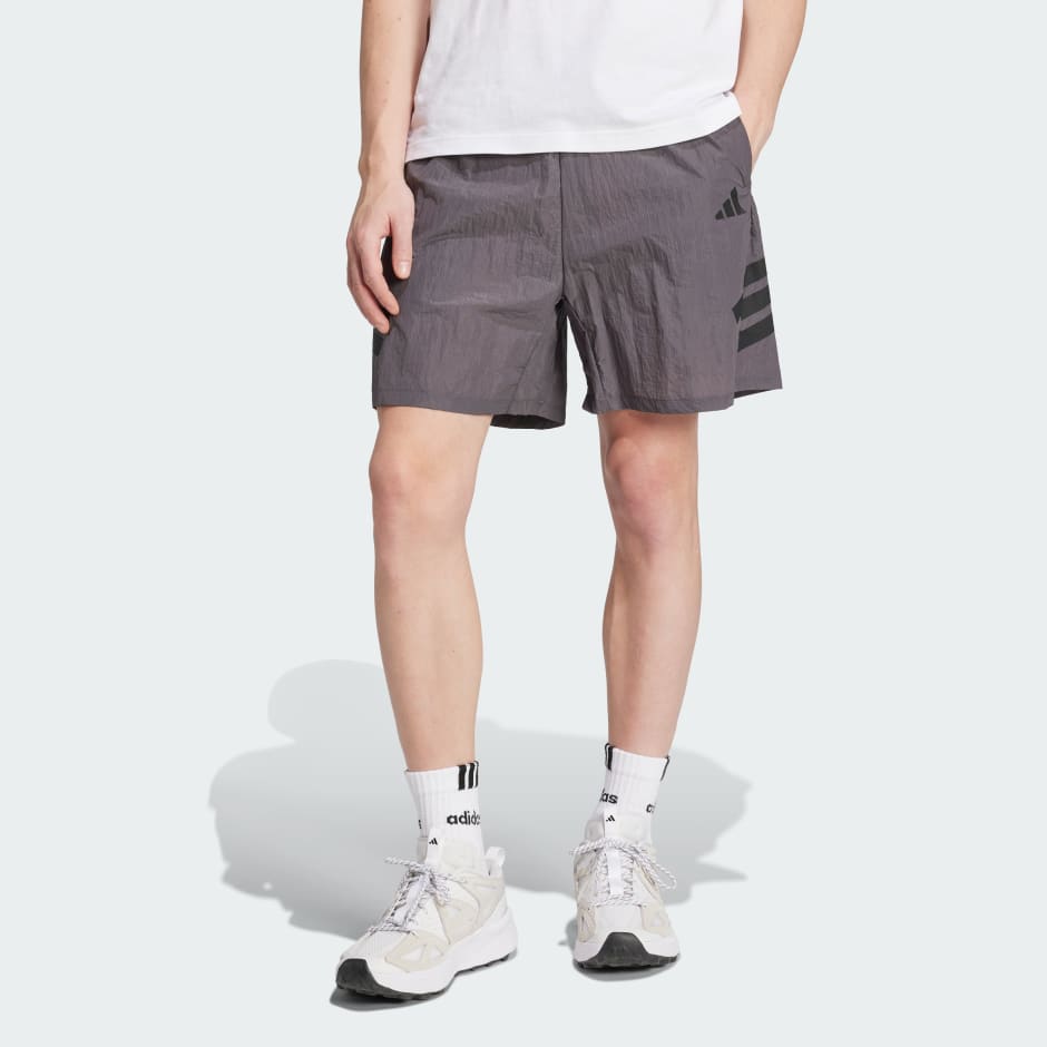 adidas מכנסיים קצרים ארוגים Future Icons 3-Stripes - אפור | adidas IL