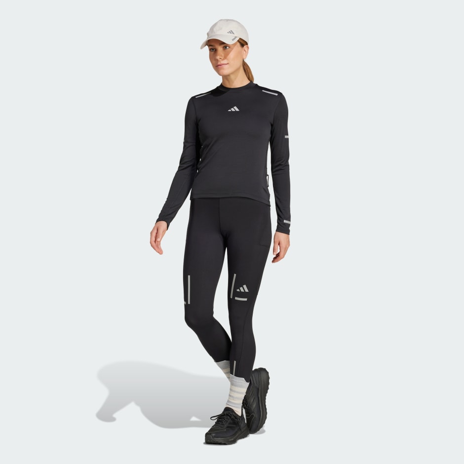 Clothing - Ultimate Running Reflective Long Sleeve Tee - Black | adidas ...