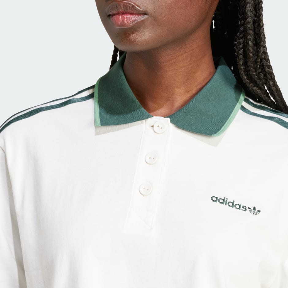 Clothing - Loose Crop Polo Shirt - White | adidas South Africa
