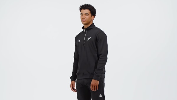 adidas All Blacks Essentials Half-Zip Waffle Sweatshirt adidas All Blacks Essentials Half-Zip Waffle Sweatshirt